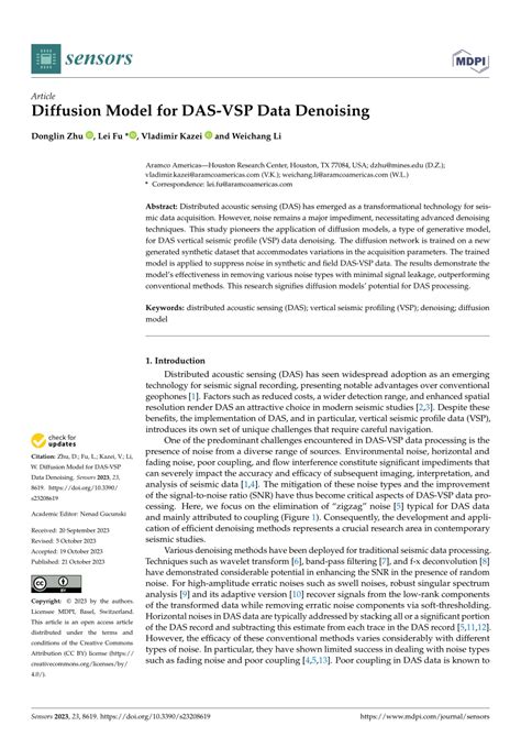 pdf diffusion model for das vsp data denoising