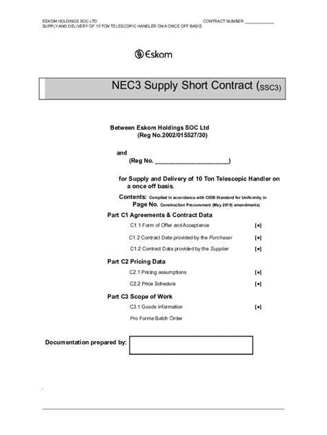 Fillable Online Supply And Delivery Of 10 Ton Telescopic Handler Fax