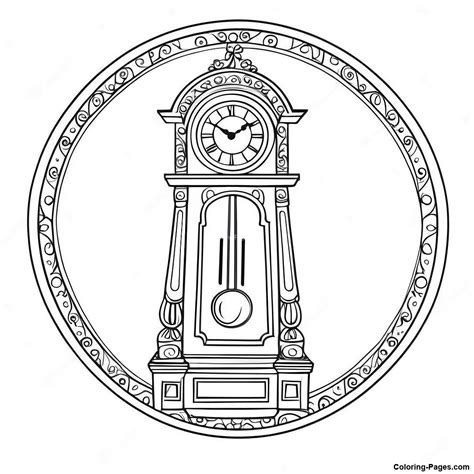 Elegant Grandfather Clock Coloring Page Coloring Page Free Printable
