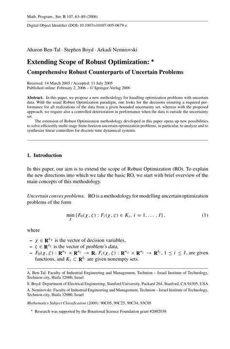 Pdf Extending Scope Of Robust Optimization Comprehensive Robust Counterparts Of Uncertain