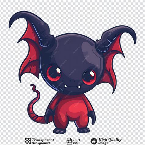 Premium Psd Chibi Demon With Horns Cartoon Character Llustration