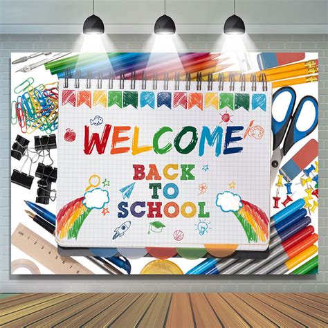 Stationery Colorful Welcome Back To School Backdrop Lofaris