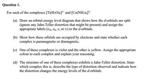 solved for each of the complexes [ti h2o ]3 and [co nh3 6]3 draw an