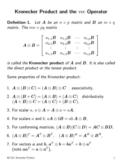 kronecker product and the vec operator pdf functional analysis