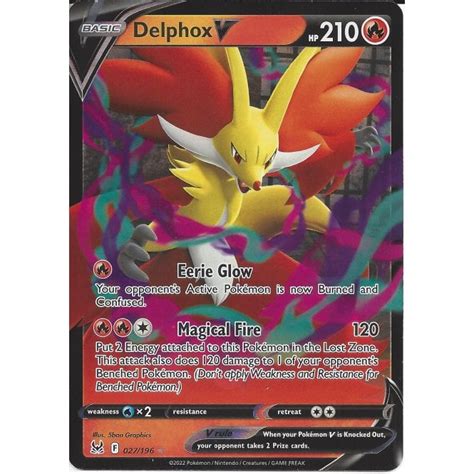 Pokemon Trading Card Game 027 196 Delphox V Rare Holo V Card SWSH 11 Lost Origin Trading