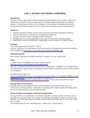 Lab Print Pdf LAB RIVERS AND THEIR LANDFORMS Introduction This Lab Introduces Some