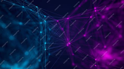 Premium Photo Abstract Dark Background With Moving Lines And Dots Data Transmission