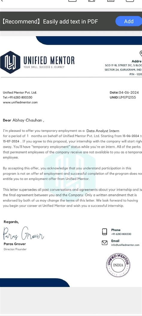 Abhay Chauhan On Linkedin Dataanalytics Internship Learningjourney Unifiedmentors