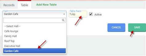 Create Edit Delete Tables Nimbus Restaurant Module