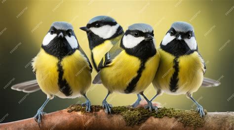 Premium Ai Image Group Of Great Tit Birds Closeup
