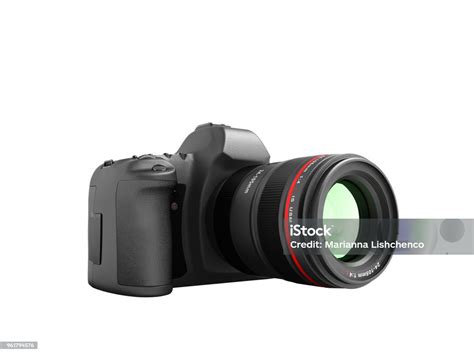 블랙 가죽 Semiprofessional 줌 카메라 흰색 배경에서 3d 렌더링 그림자 삽입 각도에 대한 스톡 사진 및 기타 이미지 각도 감지기 멀티미디어 Istock