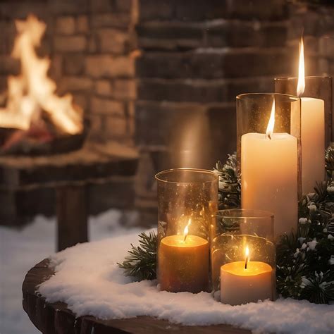 Download Ai Generated Candles Snow Royalty Free Stock Illustration
