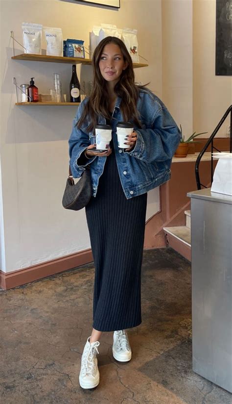Black Dress And Denim Casual Outfits Everyday Outfits Fashion Inspo
