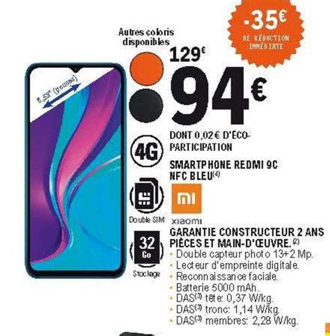 Promo Smartphone Redmi C Nfc Bleu Xiaomi Chez E Leclerc Icatalogue Fr