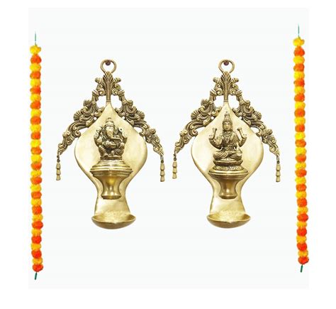 Buy Bracop Metal Ganesha Brass Hanging Diya Wall Oil Lamp Puja Idol