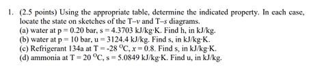 solved 1 2 5 points using the appropriate table