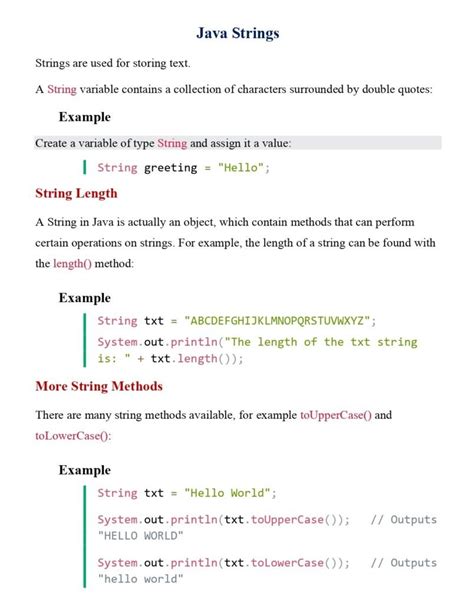 Learn Java Strings Session 9 Pdf Connect 4 Techs
