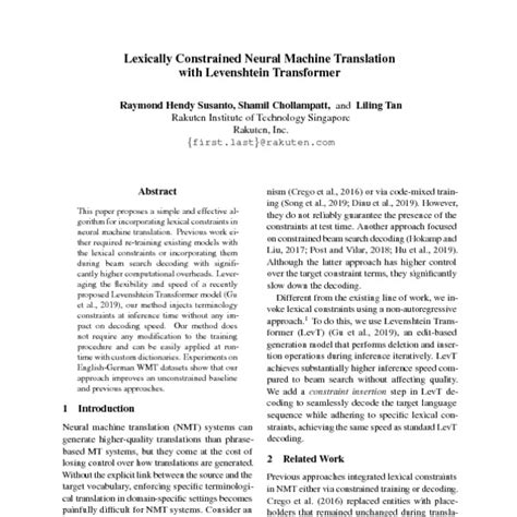 Lexically Constrained Neural Machine Translation With Levenshtein