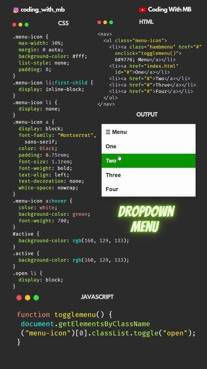 Dropdown Menu Html Css Javascript Menu Youtube