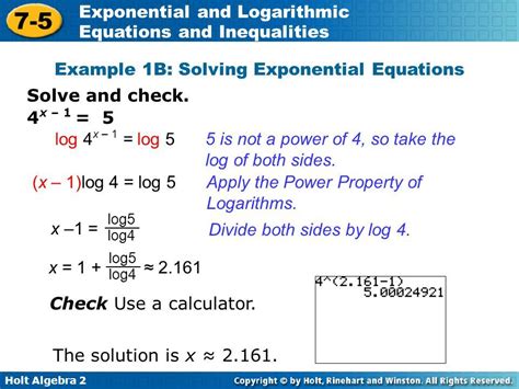 7 5 Exponential And Logarithmic Equations Tessshebaylo