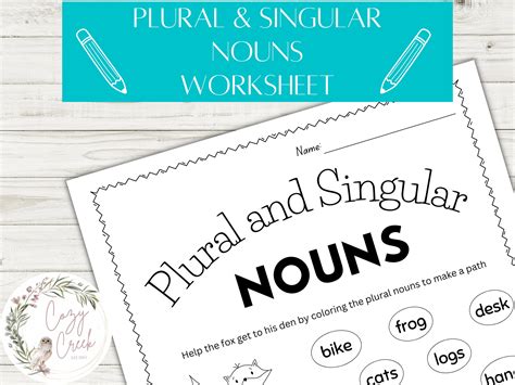 Printable Plural And Singular Nouns Worksheet Coloring Worksheet