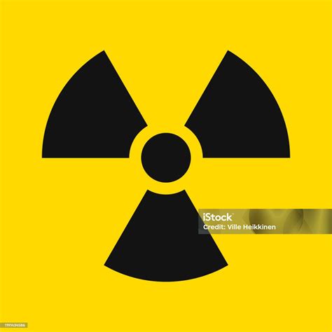 노란색과 검은 색 방사성 방사선 경고 아이콘 기호 모양입니다 원자력 원자력 위험한 주의 로고 기호입니다 벡터 일러스트 이미지입니다 노란색 배경에 격리 0명에 대한 스톡 벡터