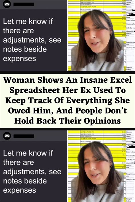 Woman Shows An Insane Excel Spreadsheet Her Ex Used To Keep Track Of Everything She Owed Him