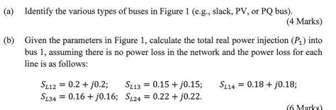 Solved A Four Bus System Is Shown In Figure 1 Where Bus 1