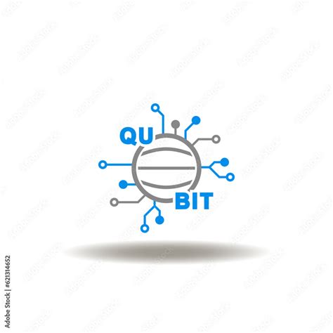 Vector Illustration Of Qubit And Circle With Circuit Pattern Icon Of Quantum Computing Symbol