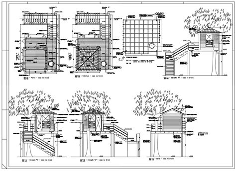 Free Treehouse Details Cad Design Free Cad Blocksdrawingsdetails