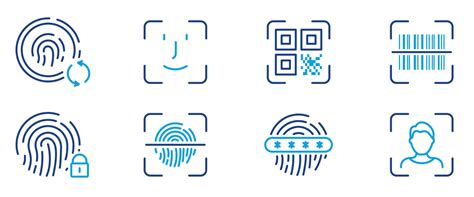 Biometric Identification Line Icon Finger Print Verification Pictogram Password Protection And
