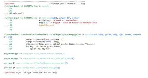 Spacy Custom NER Model Training Error When Using More Than A Single