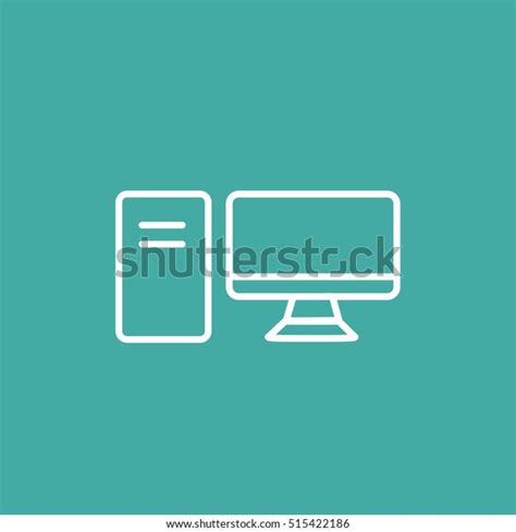 Outline Computer Monitor Line Icon Illustration Stock Vector Royalty