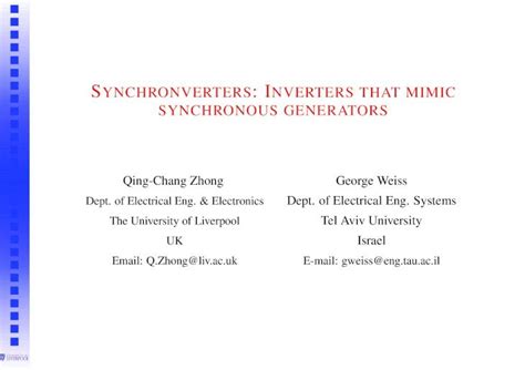Pdf Synchronverters Inverters That Mimic Synchronous Generators
