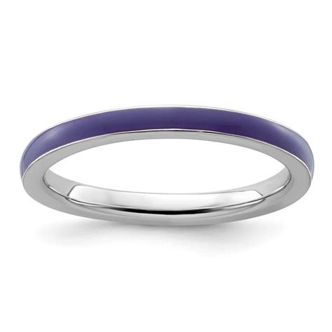 Sterling Silver Stackable Expressions Purple Enameled 225mm Ring Qsk146