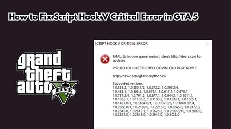 How To Fix Script Hook V Critical Error In Gta Izoate