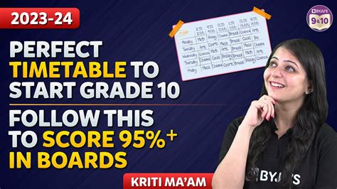 Perfect Timetable To Start Grade 10 Follow This To Score 95 In Boards Byjus Youtube