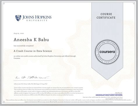 aneesha k babu on linkedin coursera learning certification datascience