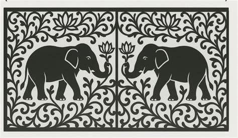 Cnc Curl With Elephant And Lotus Design Dxf Svg File Makerbhawan Cnc Curl With Elephant And Lotus Design Dxf Svg File Makerbhawan