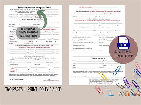Rental Application Tenant Screening Form Ms Word For Potential Tenant