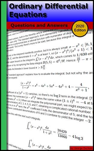 Ordinary Differential Equations 2020 Edition Questions And Answers By George Duckett Goodreads
