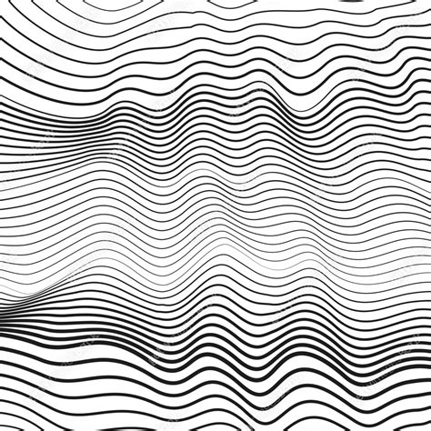Undulating Thin Lines Black And White Dynamic Waves Vector Monochrome Fluid Pattern Abstract