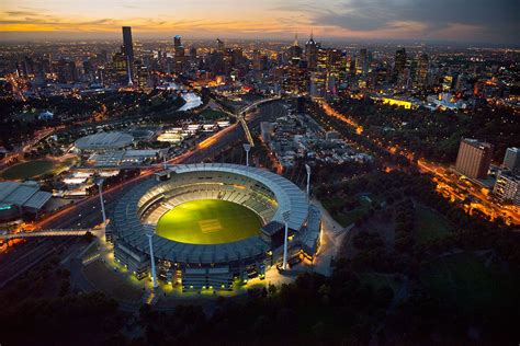 Melbourne Mcg Cricket Stadium At Night Night Cricket Stadium View