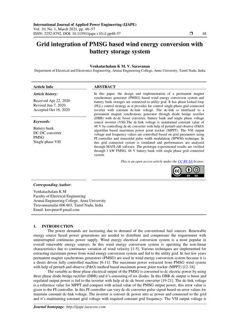 Pdf Grid Integration Of Pmsg Based Wind Energy Conversion With Battery Storage System