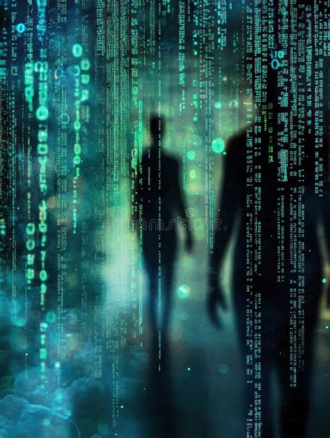 Futuristic Digital Landscape Featuring Human Silhouettes And Floating