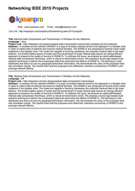 Networking Ieee 2015 Projects Pdf