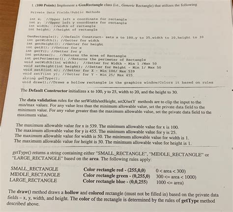 Solved 1 100 Points Implement A Gen Rectangle Class