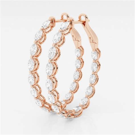 4 Ctw Oval Lab Grown Diamond Inside Out Hoop Earrings Grownbrilliance
