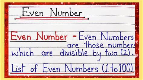Even Number Definition Of Even Number List Of Even Number 1 To