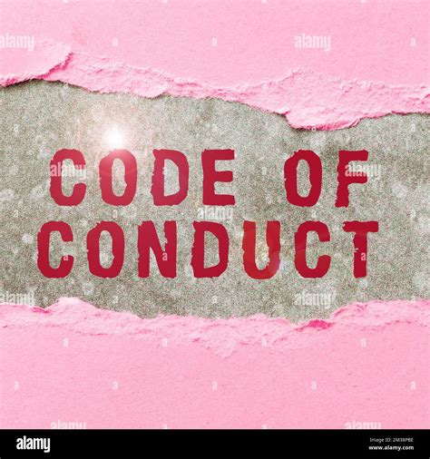 Hand Writing Sign Code Of Conduct Business Showcase Ethics Rules Moral